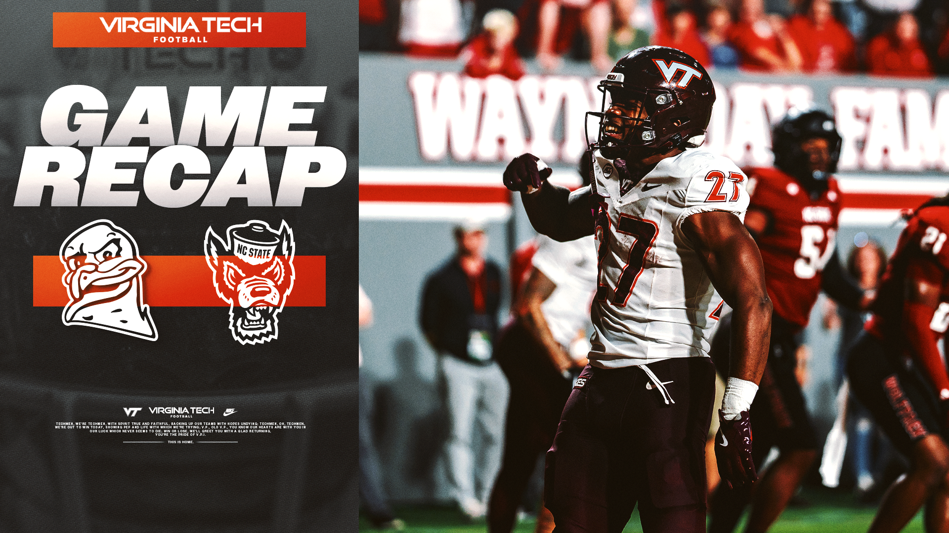 Hokies defeat Wolfpack with late defensive stand - Virginia Tech Athletics