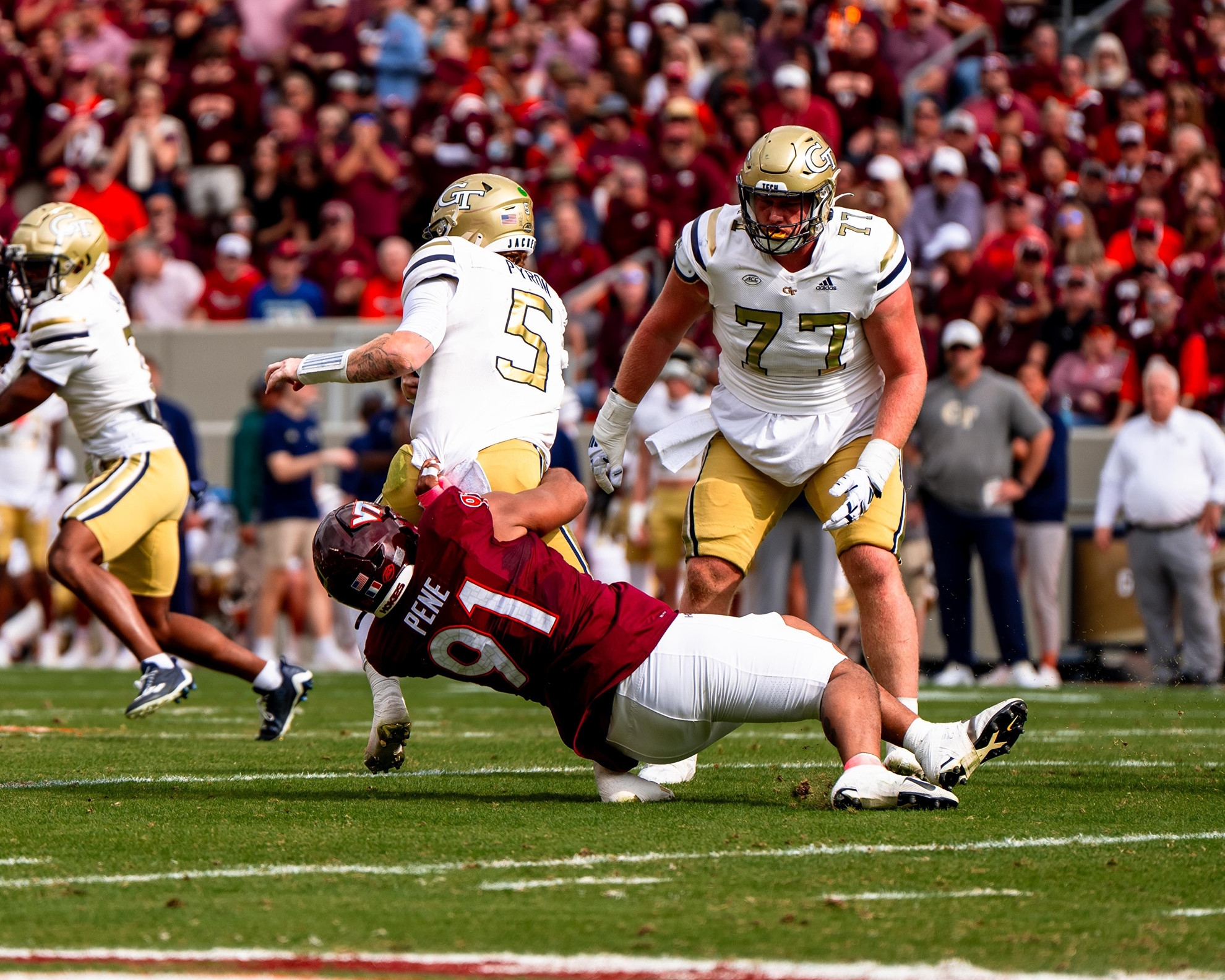 Sack by Wilfried Pene (Georgia Tech) - Virginia Tech Athletics
