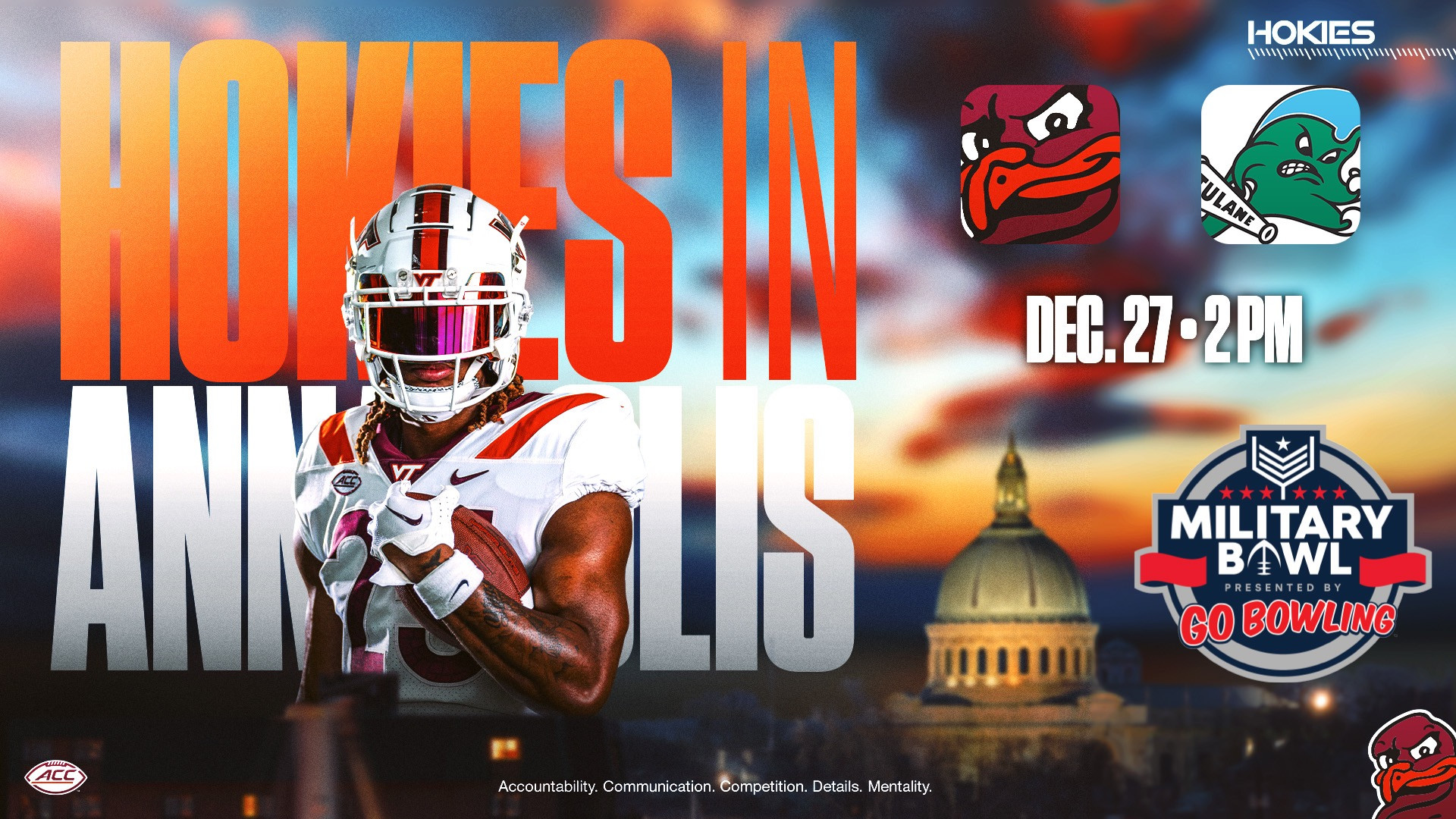 Virginia Tech football to play Tulane in Military Bowl - Virginia Tech ...