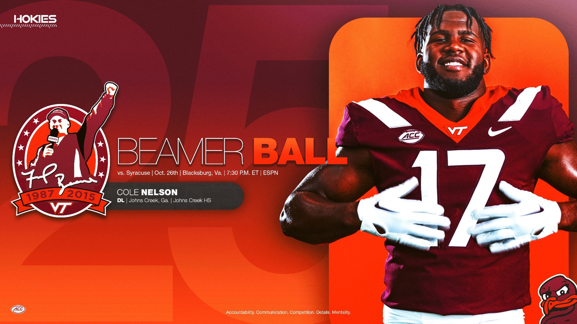 Nelson to wear No. 25 vs. Syracuse - Virginia Tech Athletics