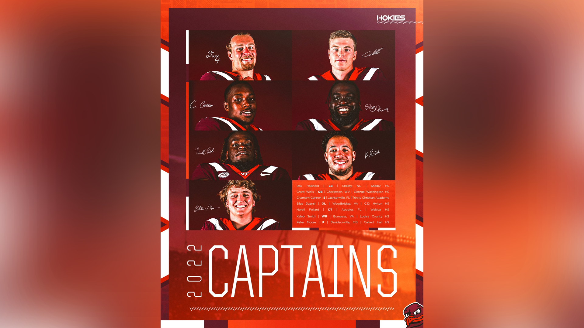 Pry announces captains for 2022 season - Virginia Tech Athletics