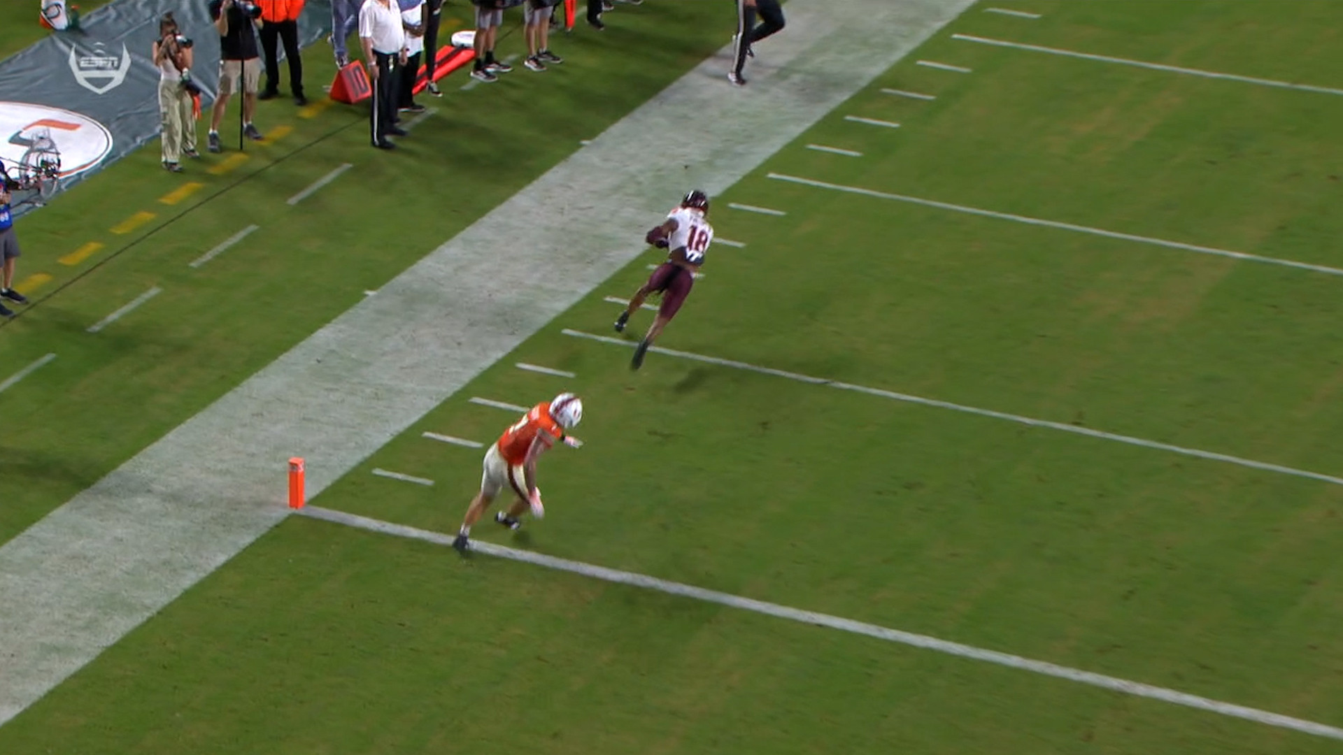 Interception by Mose Phillips (Miami) - Virginia Tech Athletics