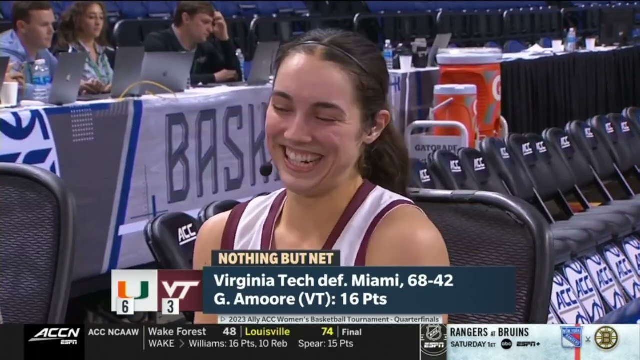 WBB: Georgia Amoore on set with Nothing But Net postgame Miami (ACC ...