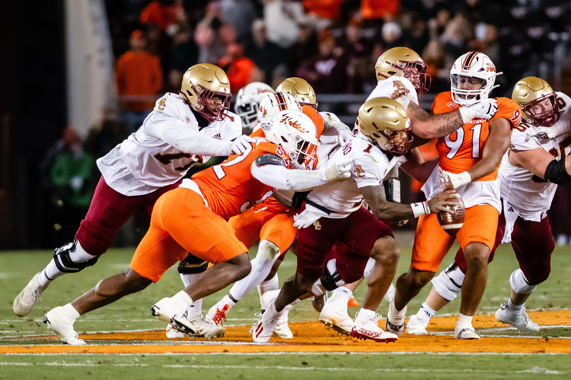 Sack by Antwaun Powell-Ryland (Boston College) - Virginia Tech Athletics