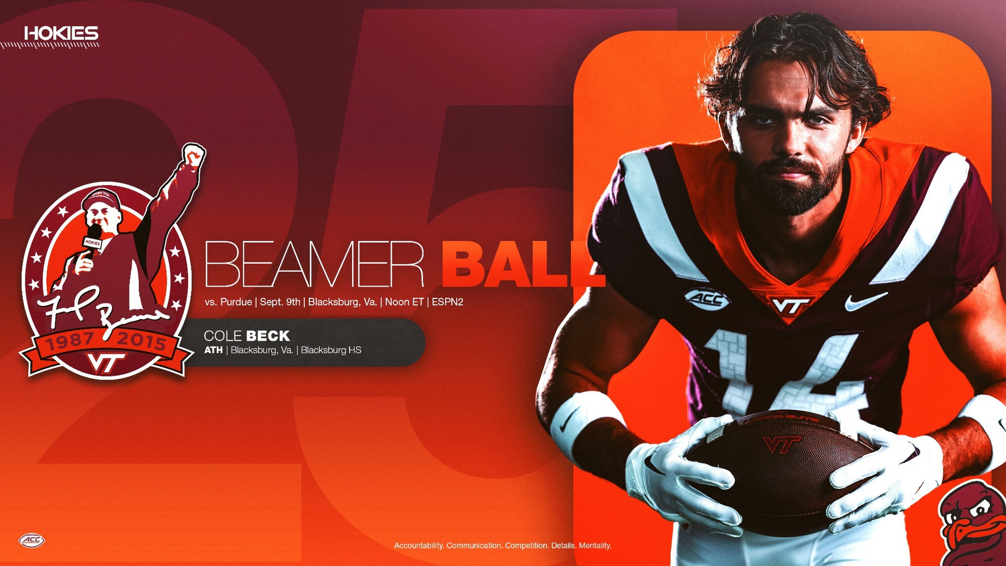 Beck to wear No. 25 vs. Purdue - Virginia Tech Athletics