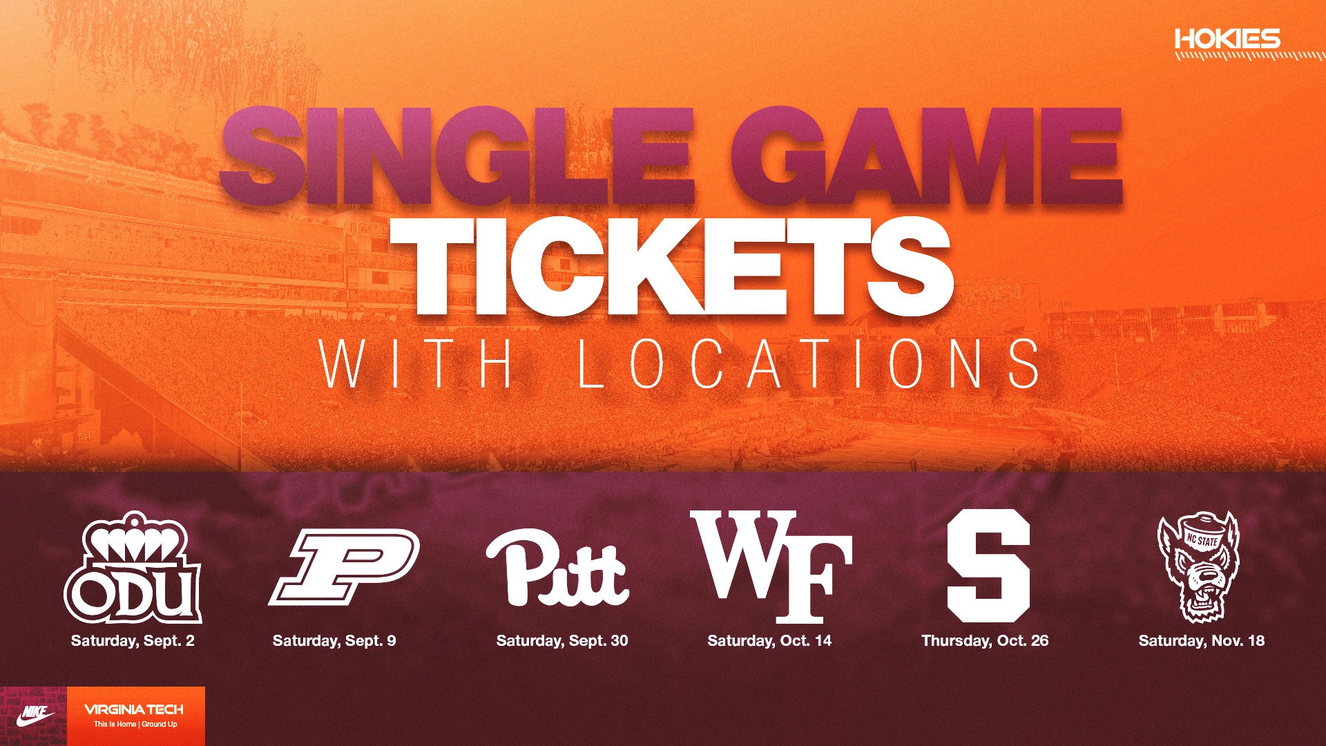 Single-game tickets with locations now available for 2023 Virginia Tech ...